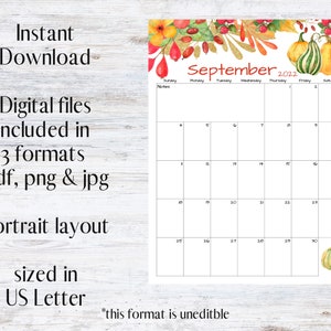 September Calendar September 2022 Printable Calendar - Etsy