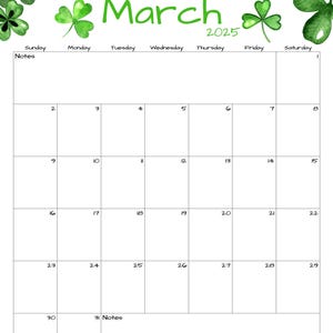 Fillable/editable March Calendar | March 2025 Printable Calendar ...