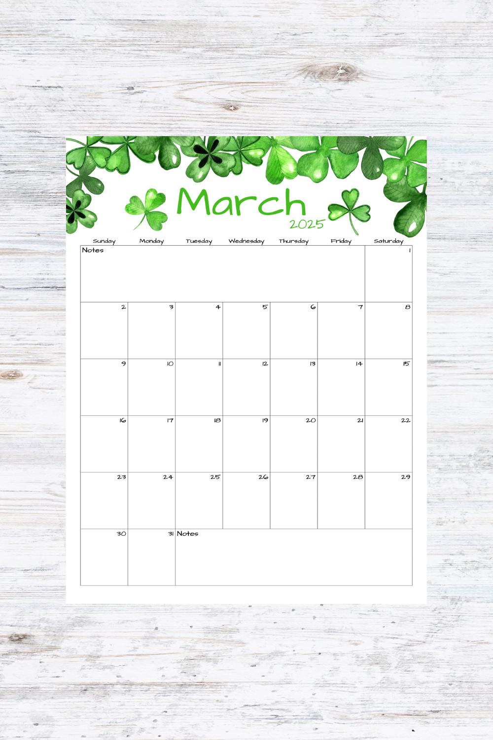 Fillable/editable March Calendar | March 2025 Printable Calendar ...