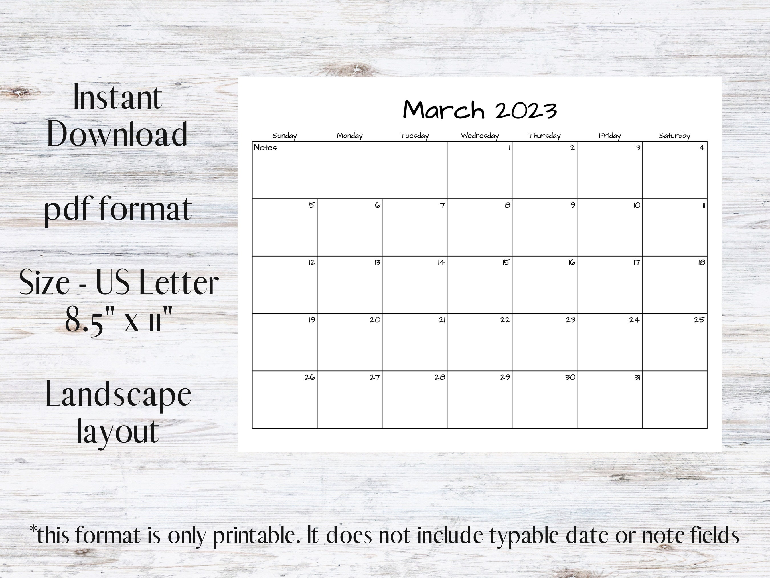March Calendar march 2023 Printable Calendar Simple - Etsy