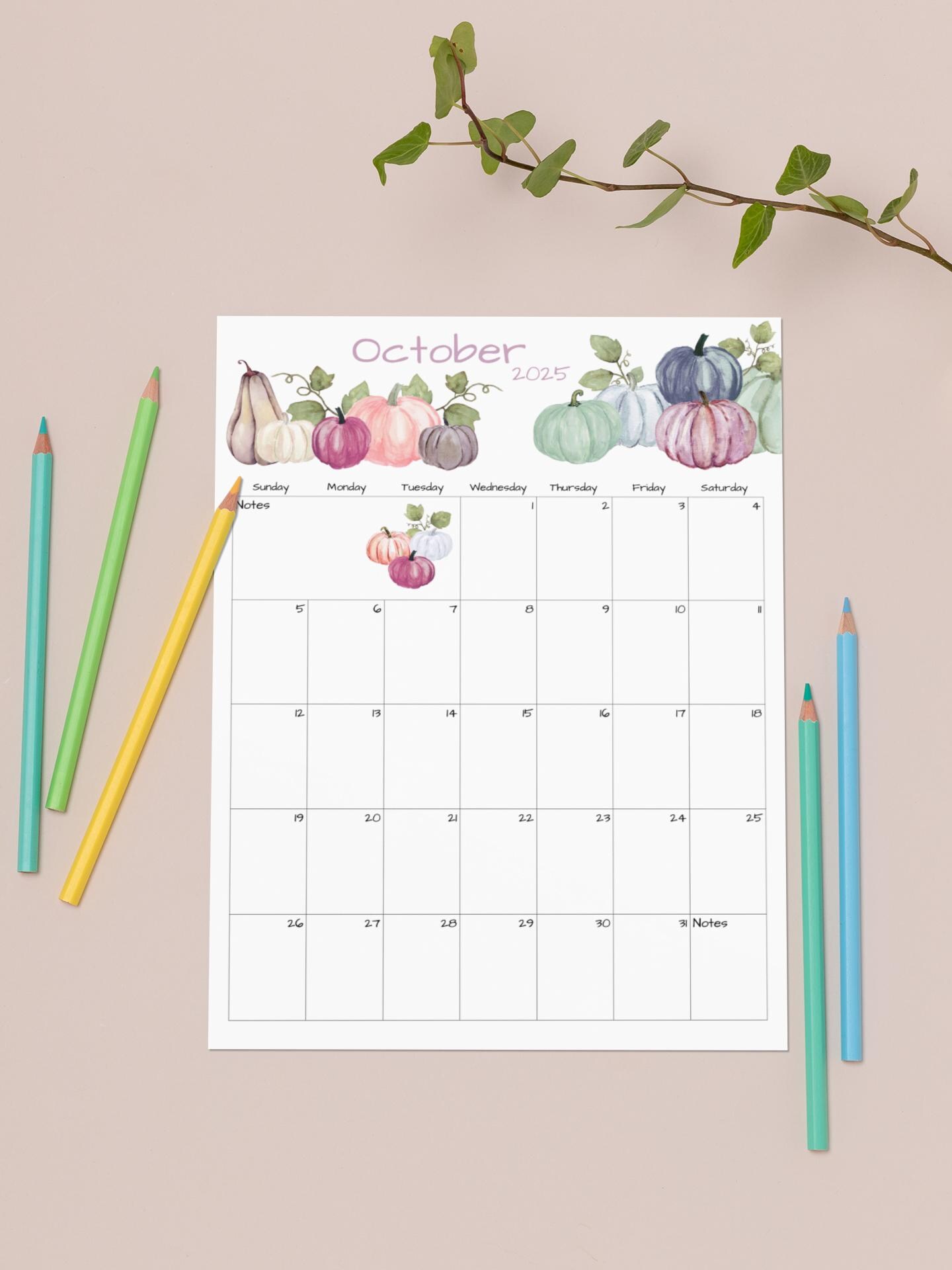 Fillable/editable October Calendar | October 2025 Printable Calendar ...
