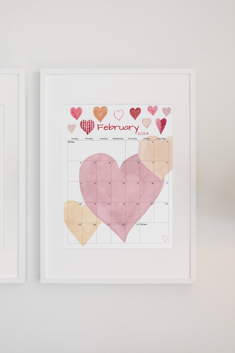 Fillable/editable February Calendar February 2024 Calendar Valentine ...