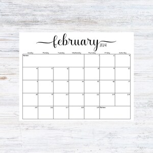 Fillable/editable February Calendar February 2024 Calendar Simple ...