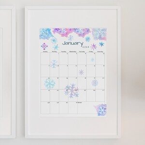 Fillable/editable January Calendar January 2024 Calendar Winter Snow ...