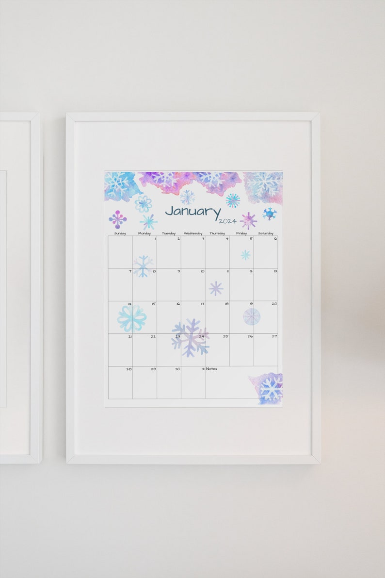Fillable/editable January Calendar January 2024 Calendar Winter Snow ...