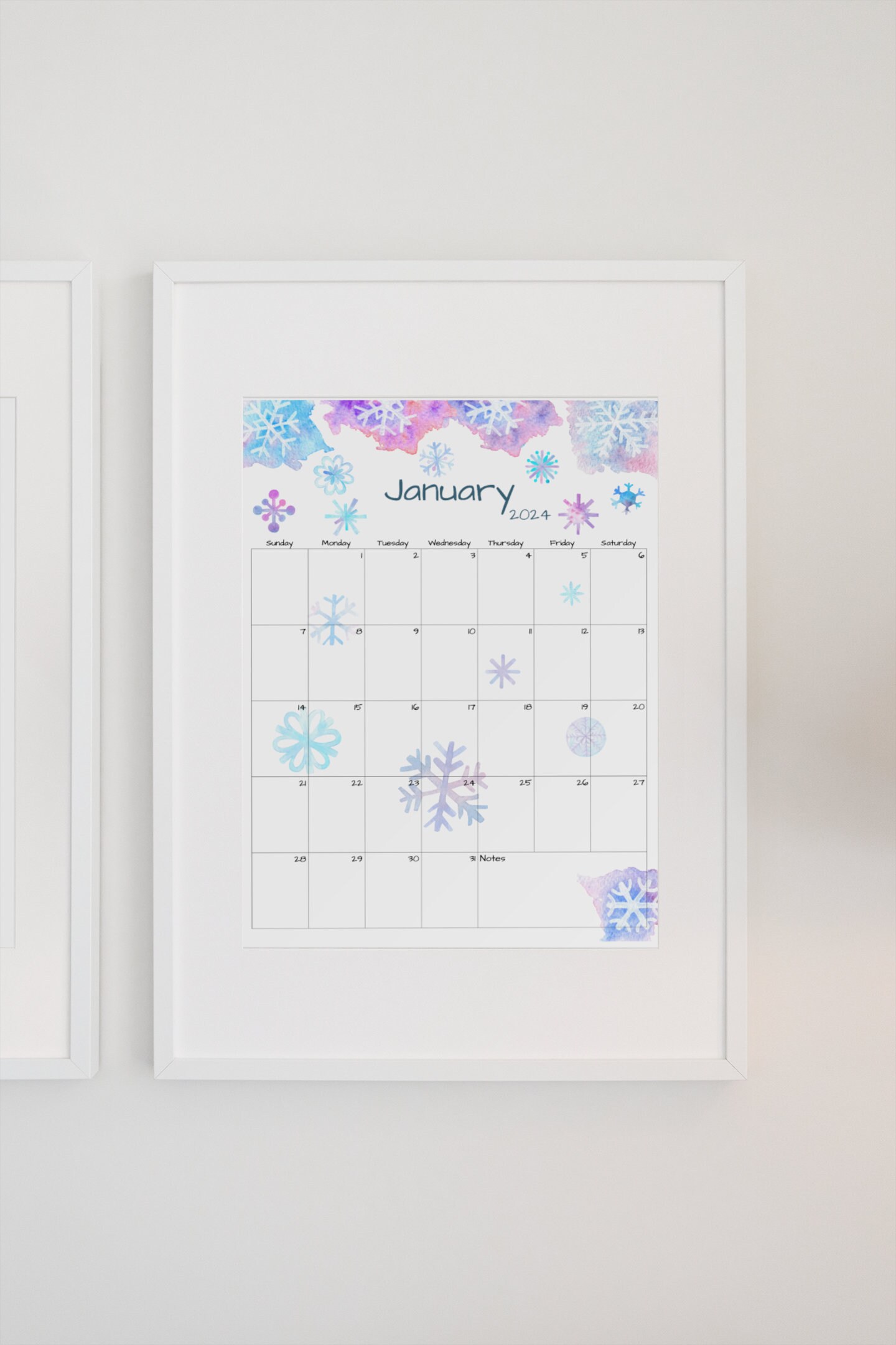 Fillable/editable January Calendar January 2024 Calendar Winter Snow ...