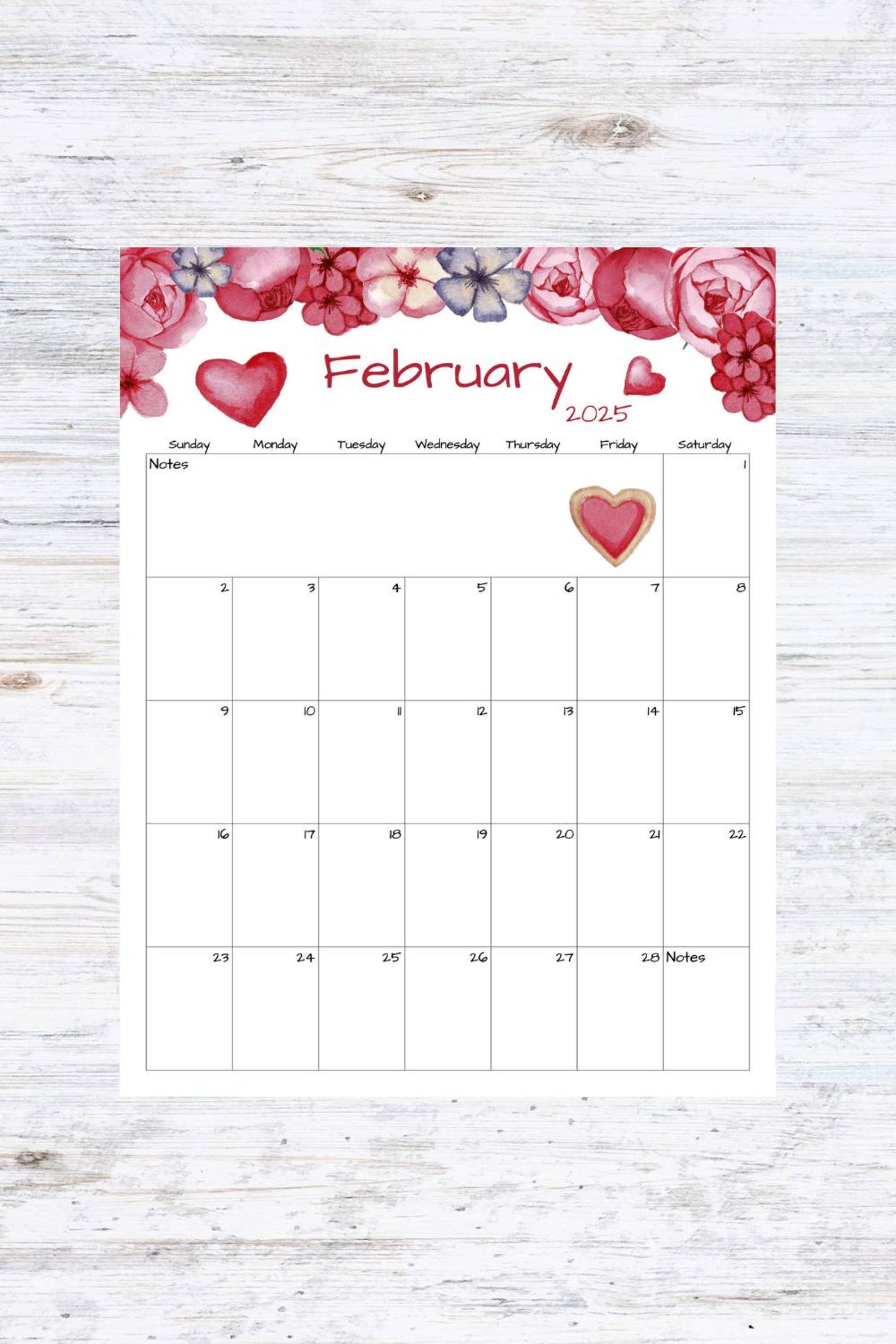 Fillable/editable February Calendar | February 2025 Calendar ...
