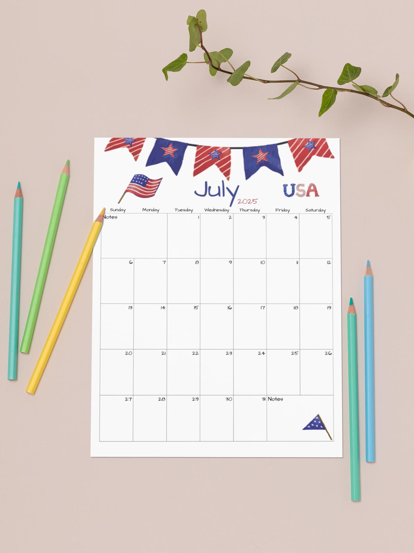 Fillable/editable July Calendar | July 2025 Printable Calendar | Red ...