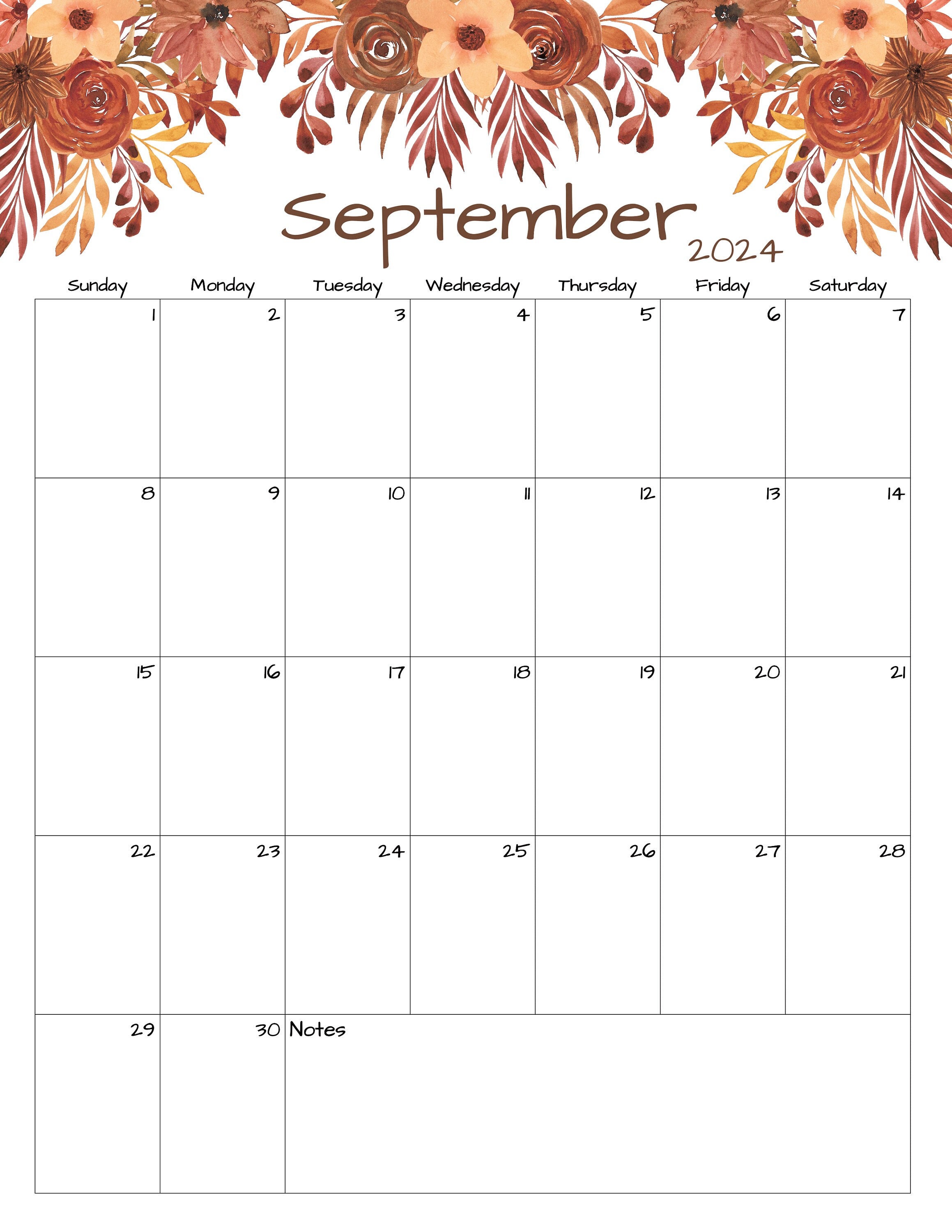 Fillable/editable September Calendar September 2024 Printable Calendar ...