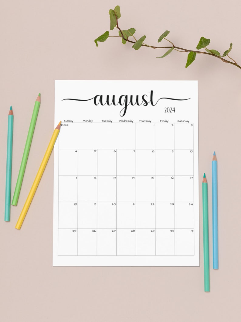 Fillable/editable August 2024 Calendar August 2024 Calendar Simple ...