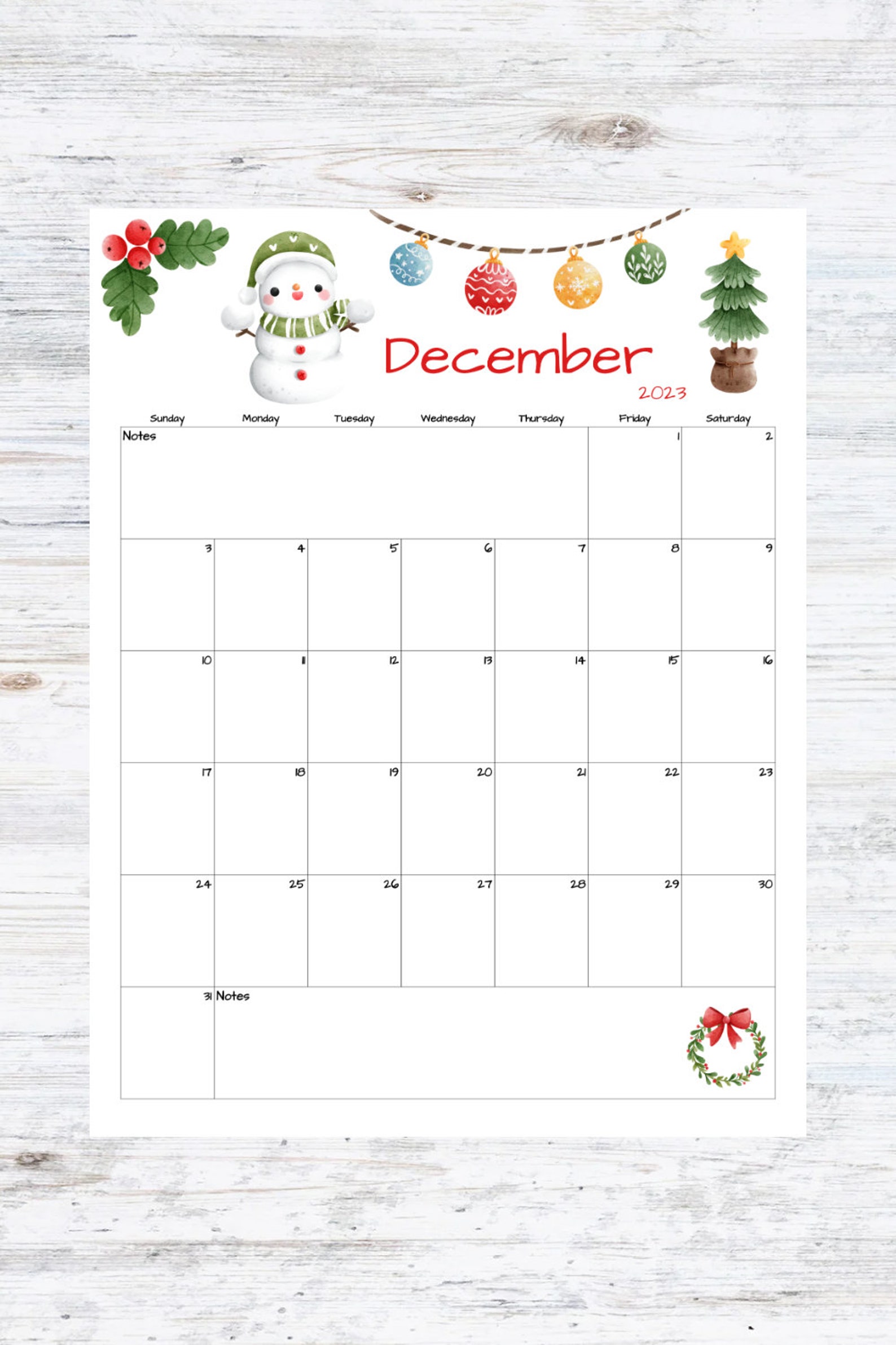 Fillable editable December Calendar December 2023 Printable Calendar 