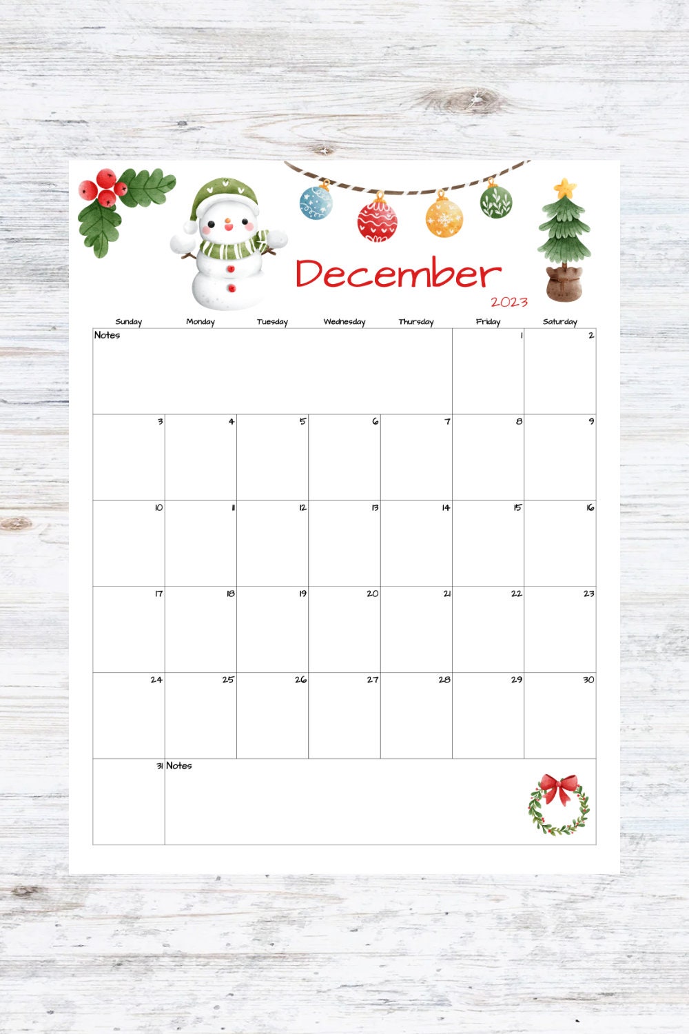 Fillableeditable December Calendar December 2023 Printable Etsy