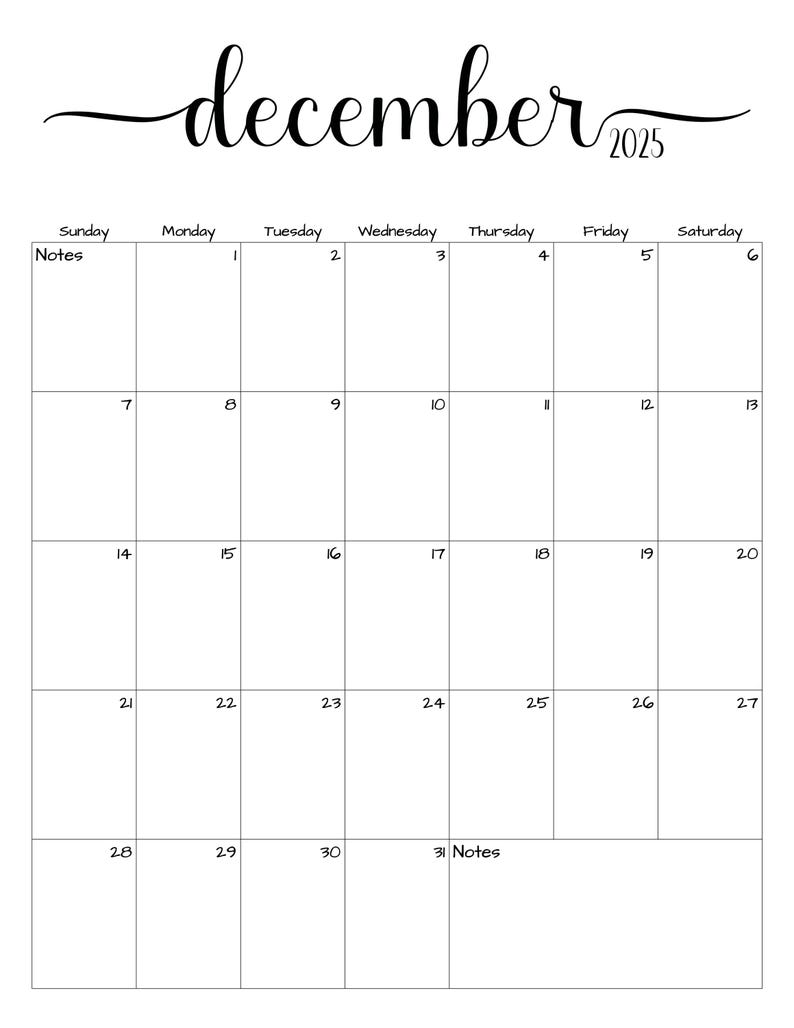 Fillable/editable December 2025 Calendar | December 2025 Calendar ...