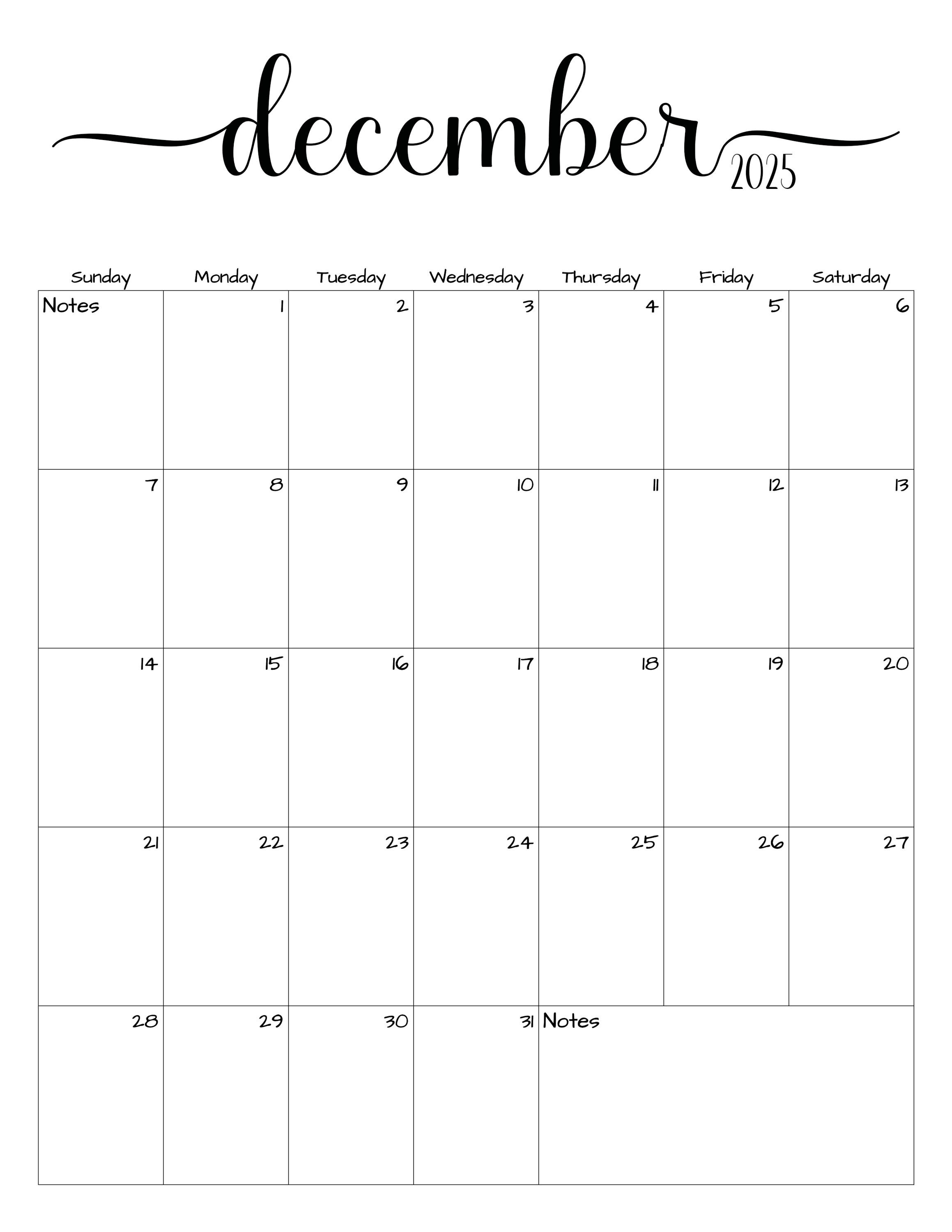 Fillable/editable December 2025 Calendar | December 2025 Calendar ...