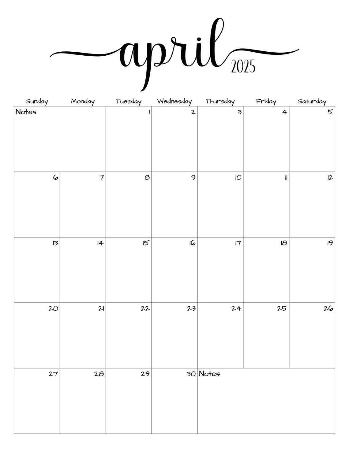 Fillable/editable April 2025 Calendar | April 2025 Calendar | Simple ...