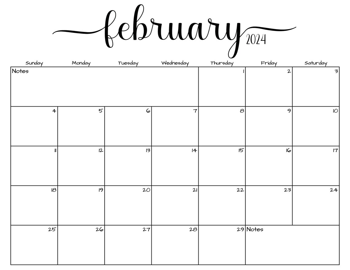 Fillable/editable February Calendar February 2024 Calendar Simple ...