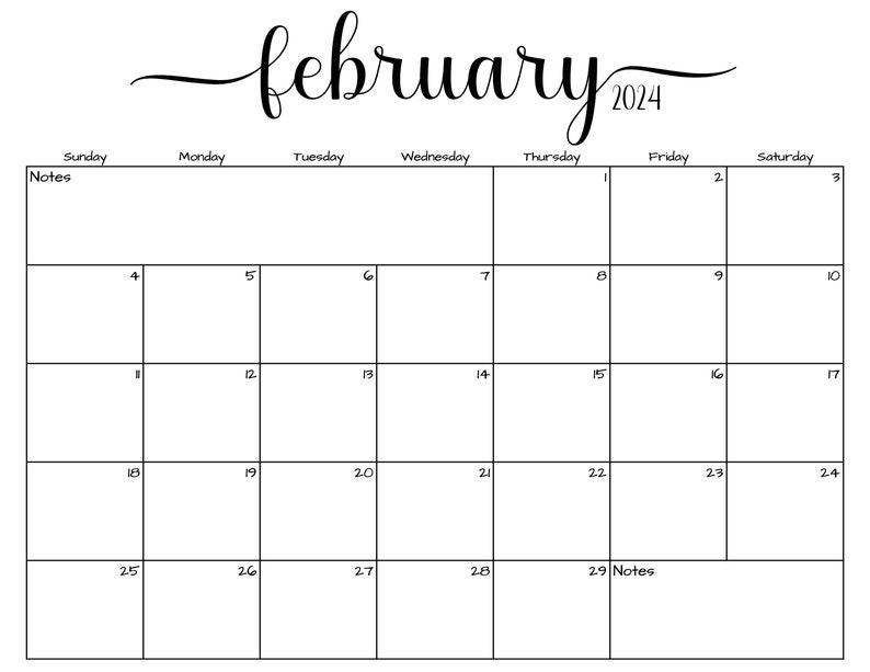 Fillable/editable February Calendar February 2024 Calendar Simple ...