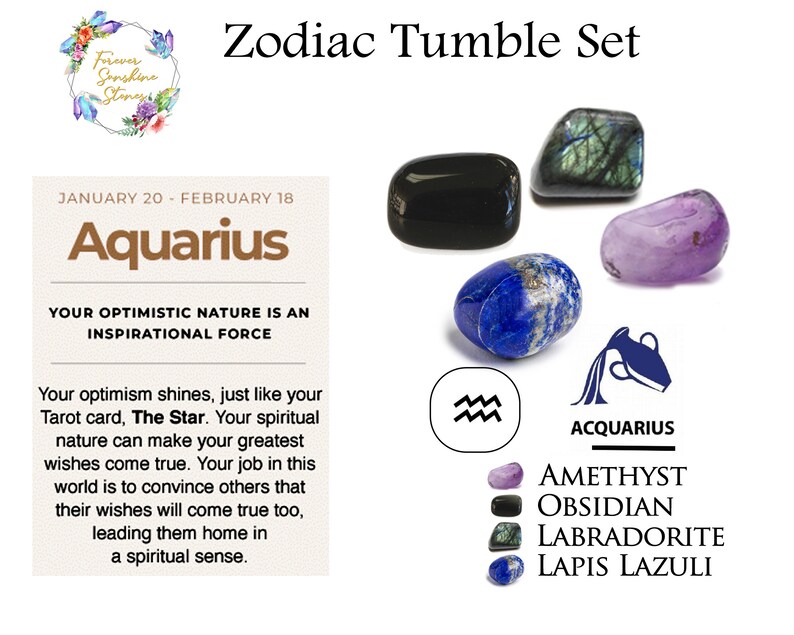 Zodiac Crystal Kit Healing Crystal Set Cancer Star Sign Etsy