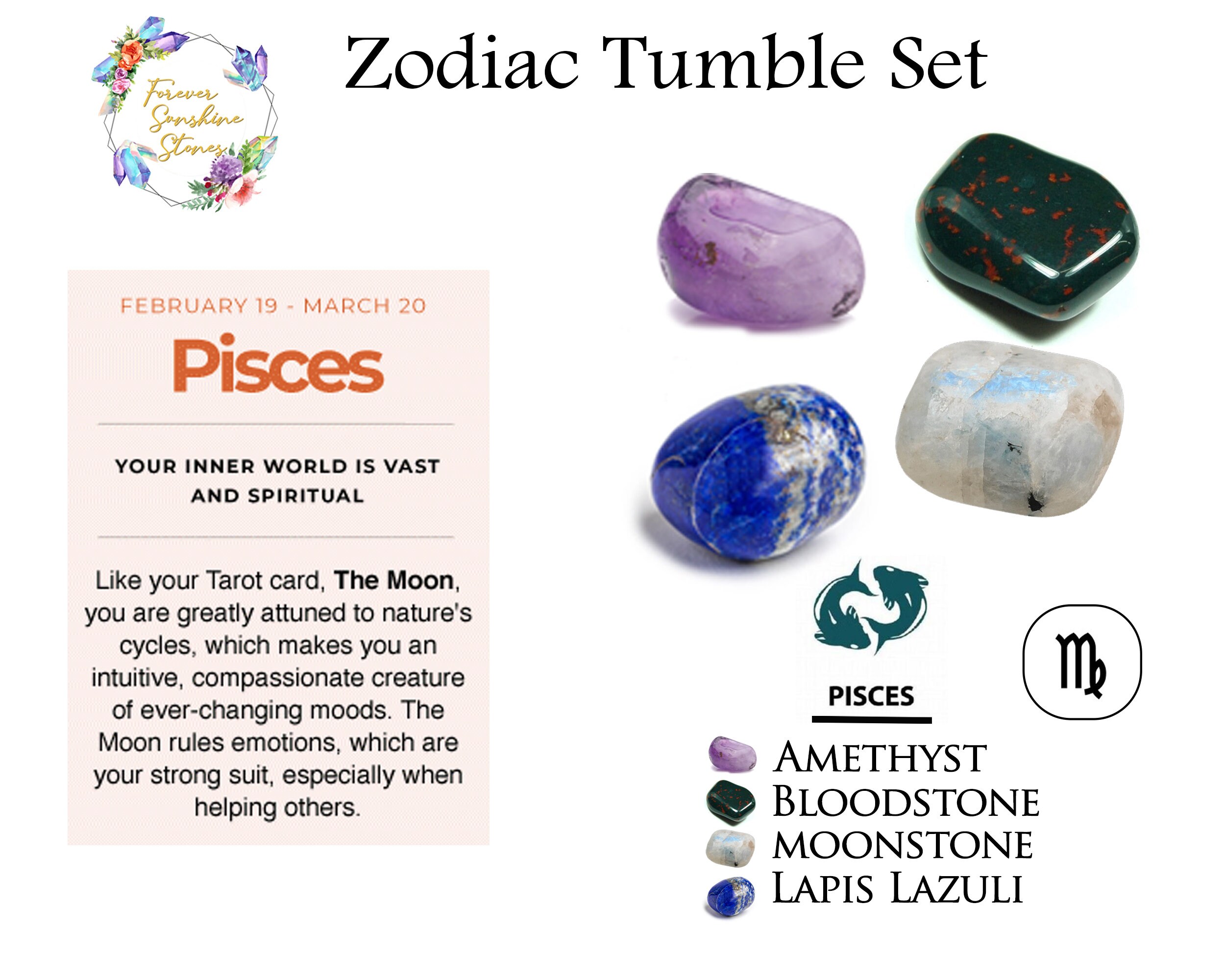 Zodiac Crystal Kit Healing Crystal Set Cancer Star Sign Etsy
