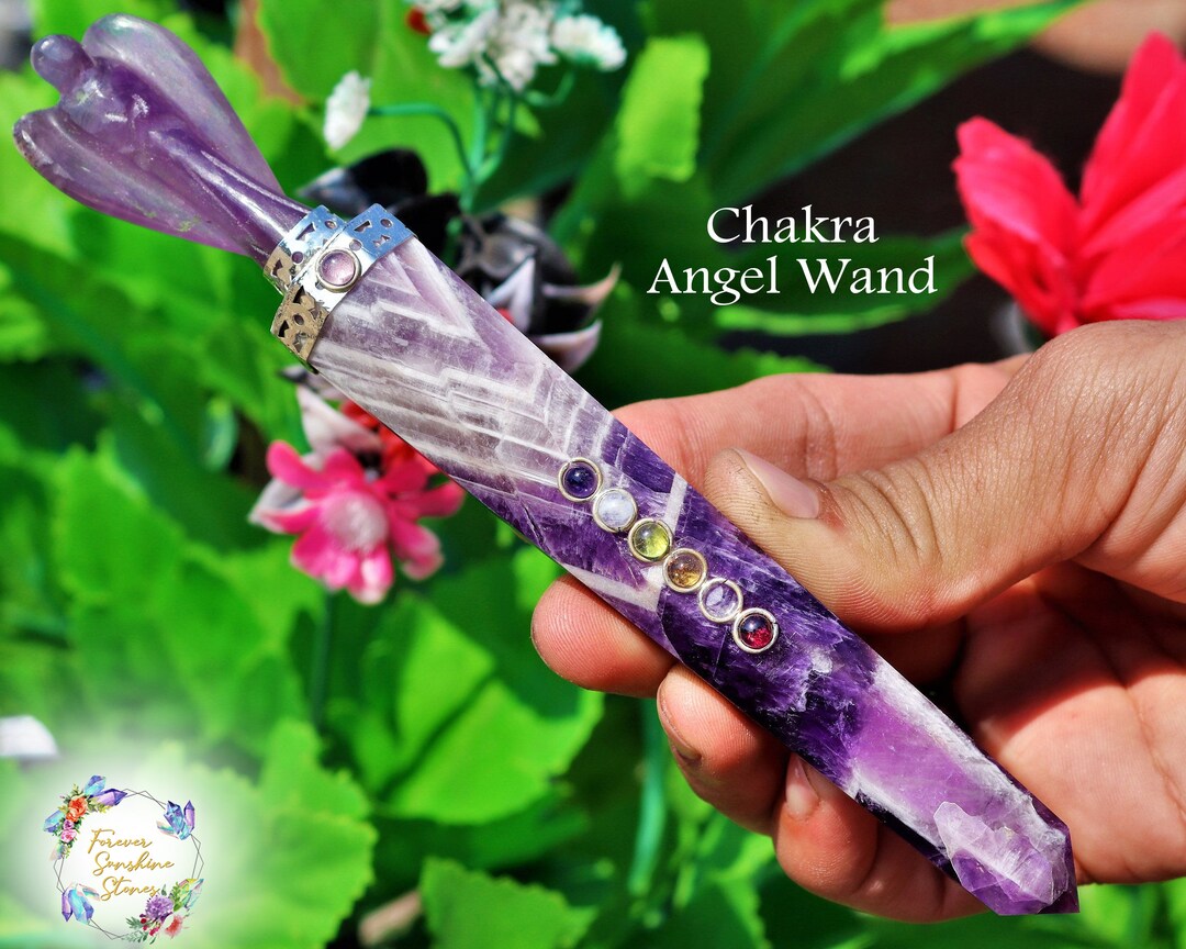 ANGEL WAND Gemstone Wand Obelisk Angel Wand With 7 Chakra - Etsy
