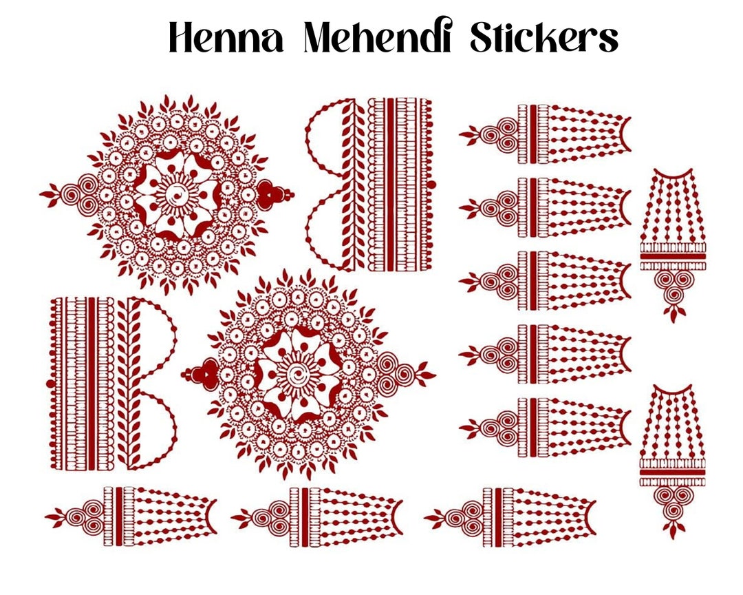Instant Mehendi Tattoo Wedding Mehendi Stickers Brides Tattoo Bridal ...