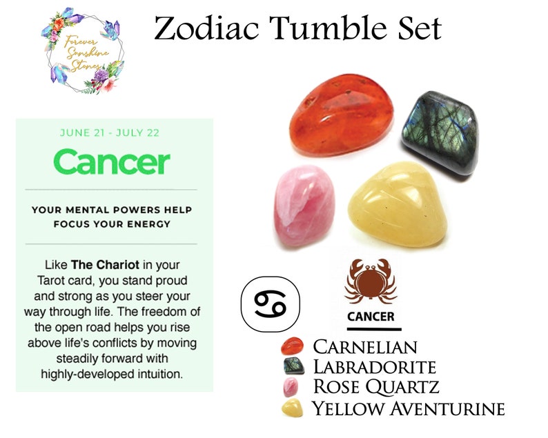 Zodiac Crystal Kit Healing Crystal Set Cancer Star Sign Etsy