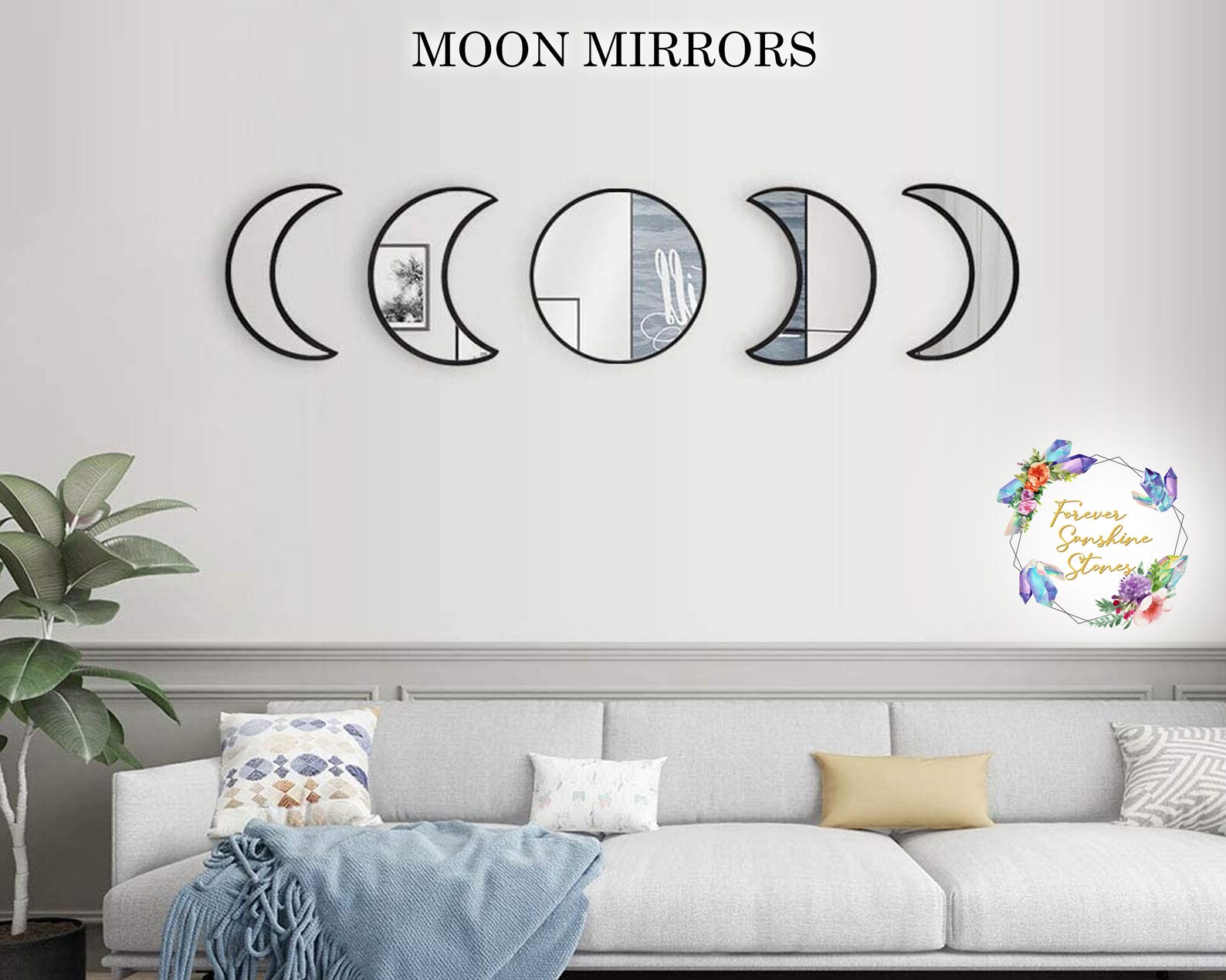 Moon Phase Decorative Mirror Moon Wall Hanging Phases of - Etsy