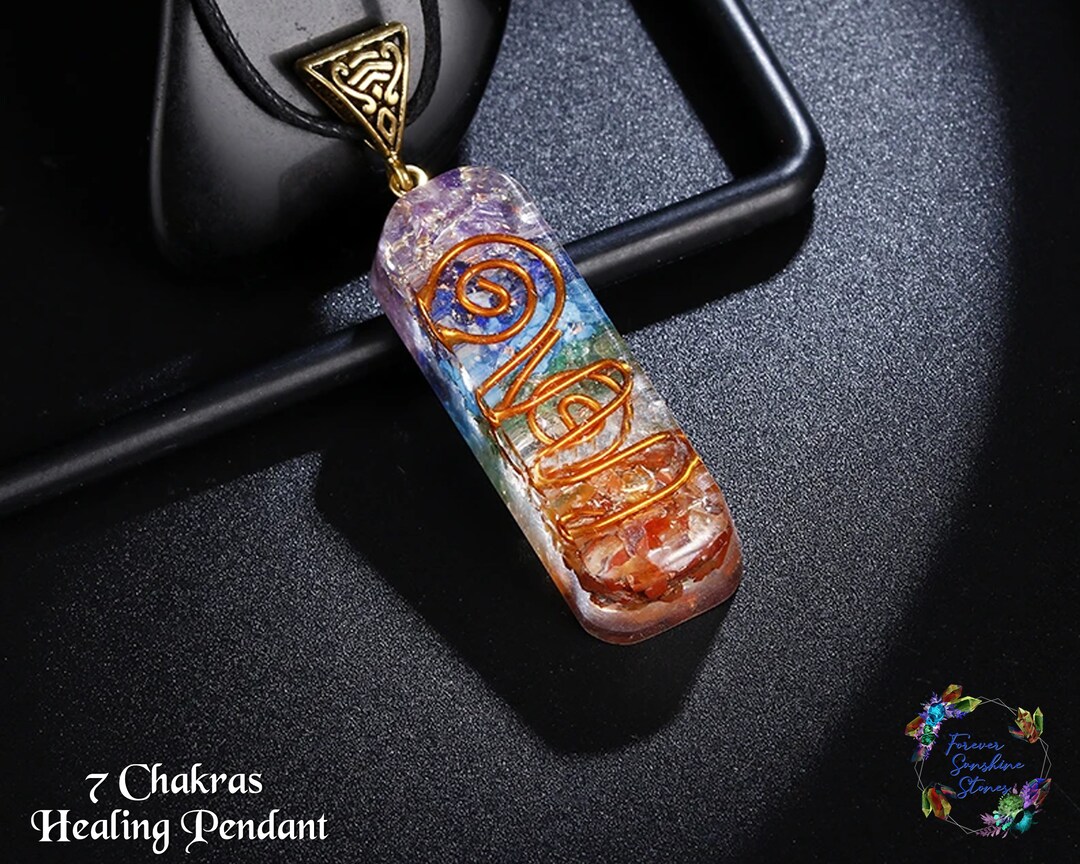 Seven Chakra Healing Pendant With Copper Wire Orgone Necklace - Etsy