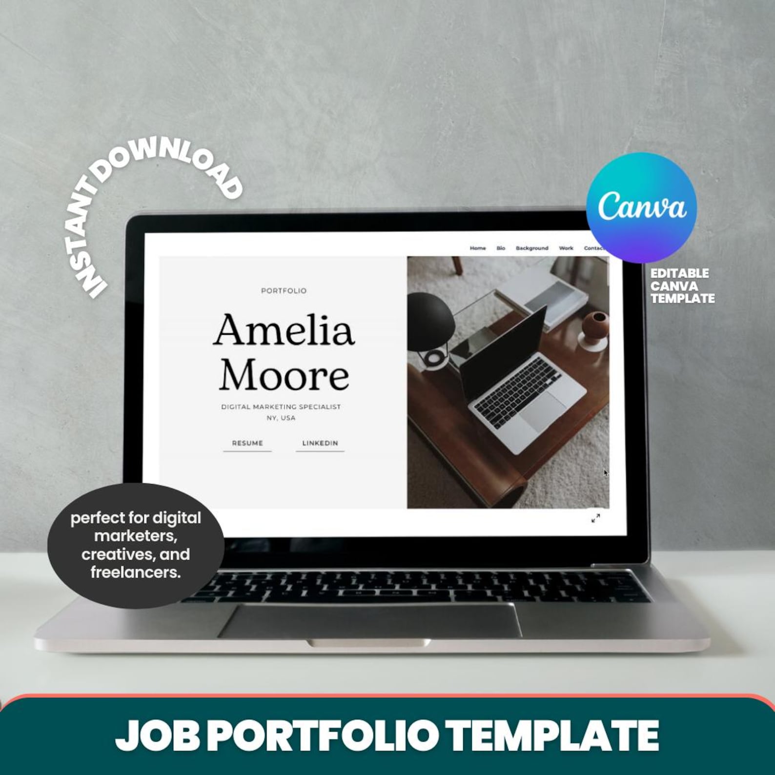Customizable Canva Portfolio Template for Digital Marketing, Social ...