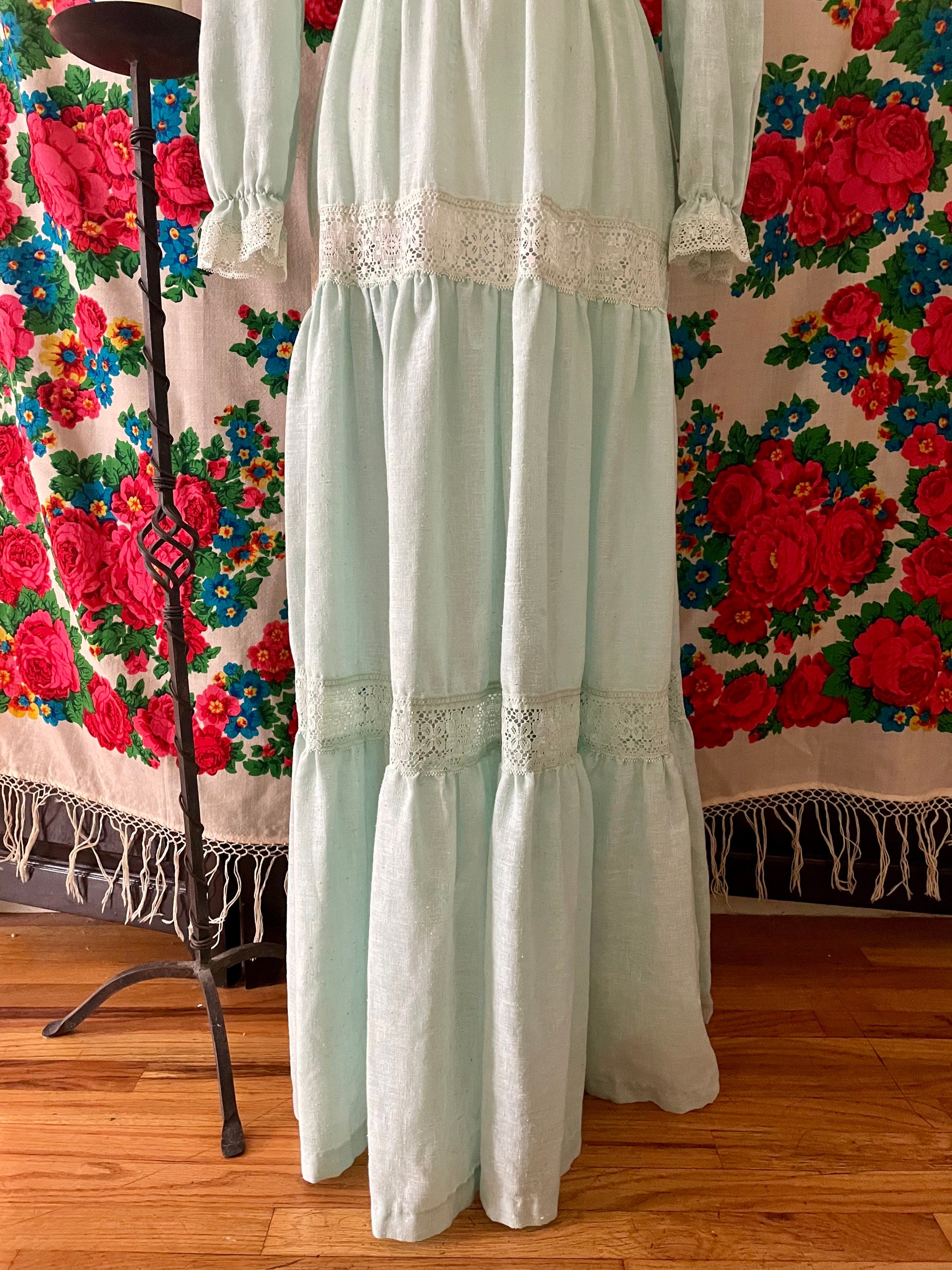 Robe Des Années 70 Guinnevere Mint Prairie/fairy Dress - Etsy