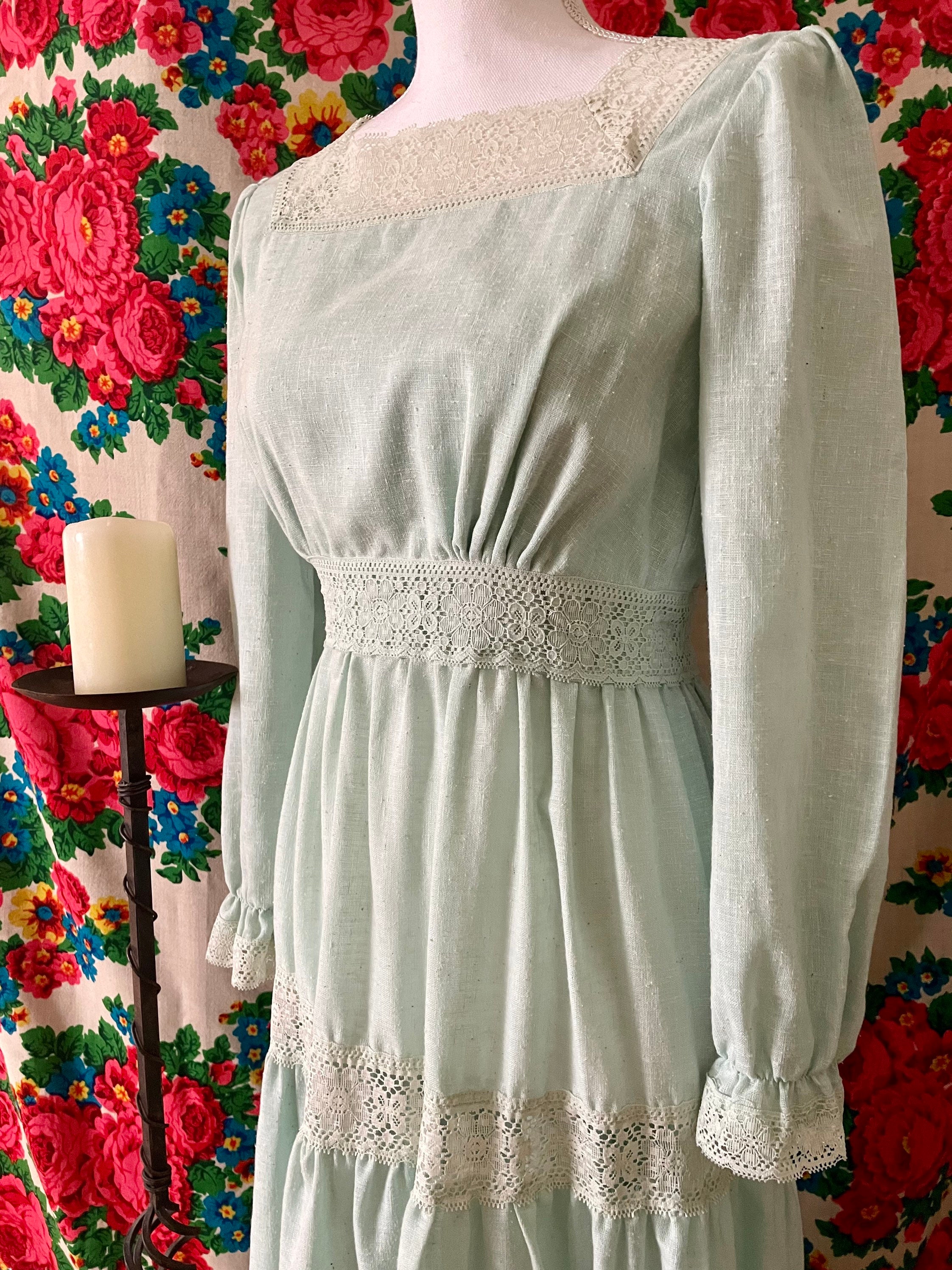 Robe Des Années 70 Guinnevere Mint Prairie/fairy Dress - Etsy