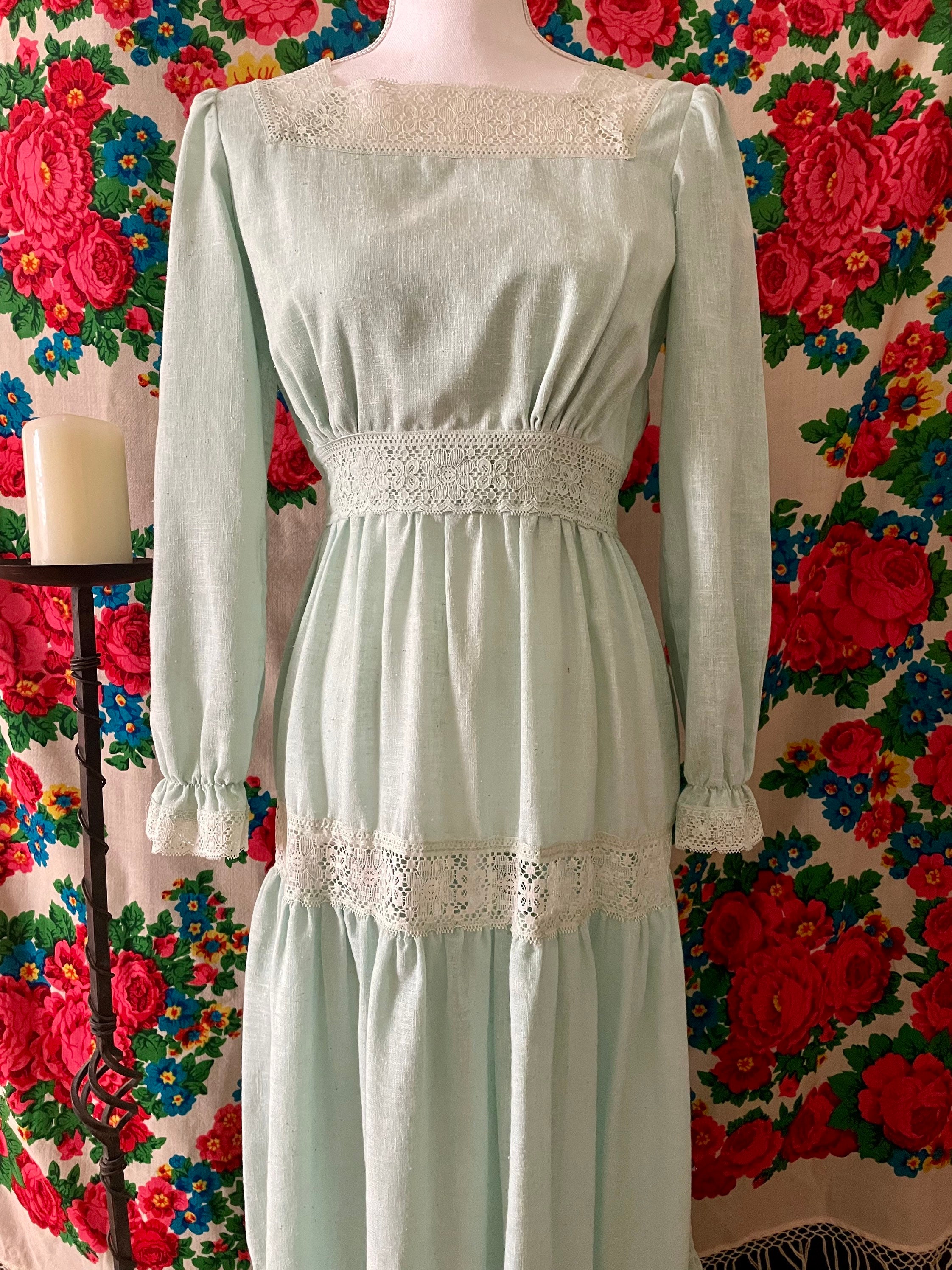 Robe Des Années 70 Guinnevere Mint Prairie/fairy Dress - Etsy