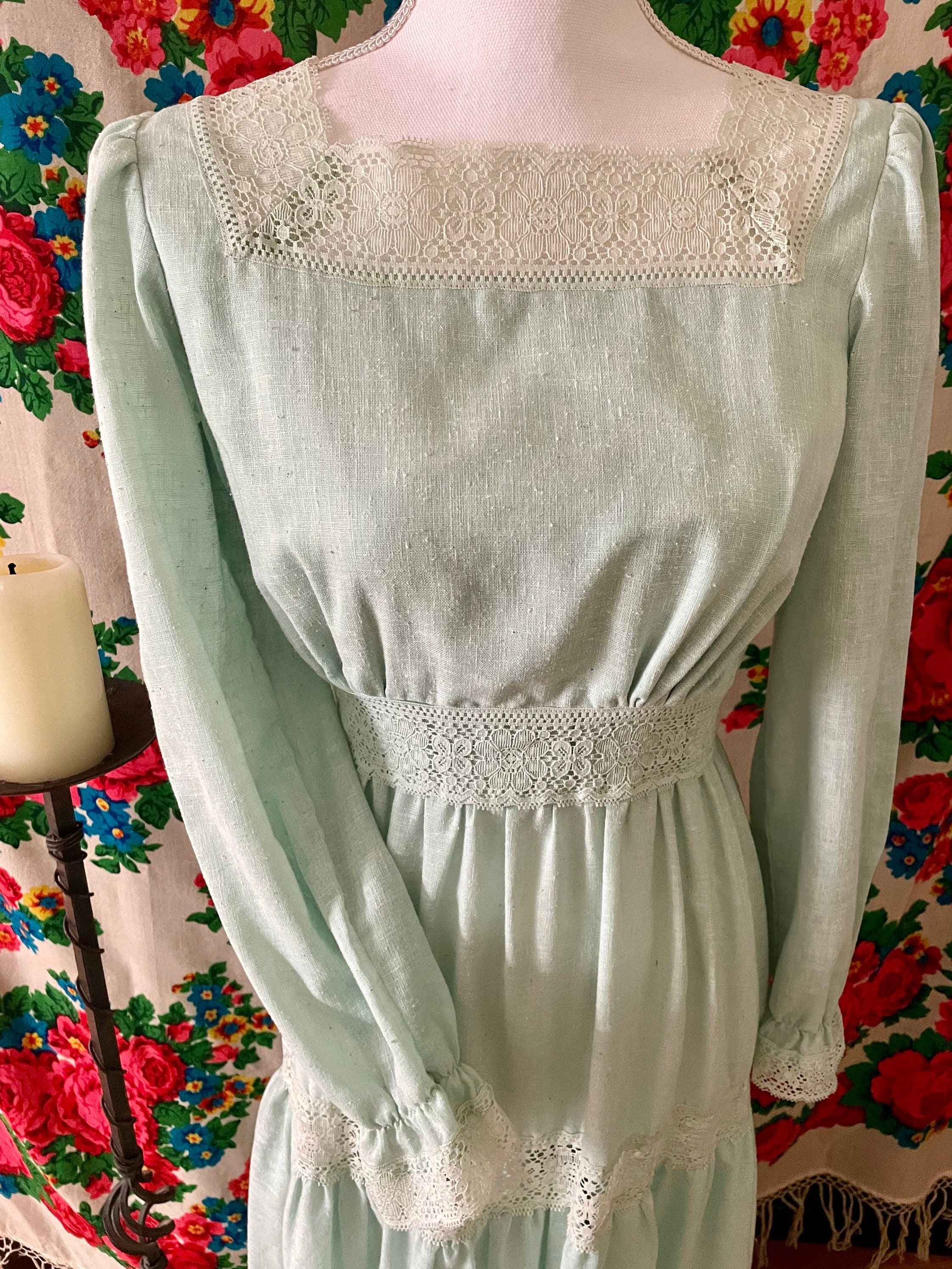 Robe Des Années 70 Guinnevere Mint Prairie/fairy Dress - Etsy