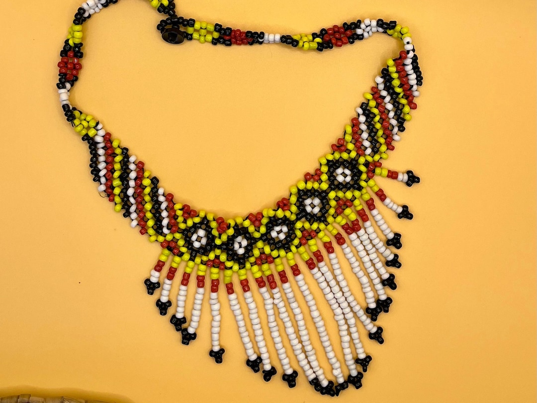 T’boli Beads Fringe Bib Necklace | Ethnic Philippines Tribal Choker ...