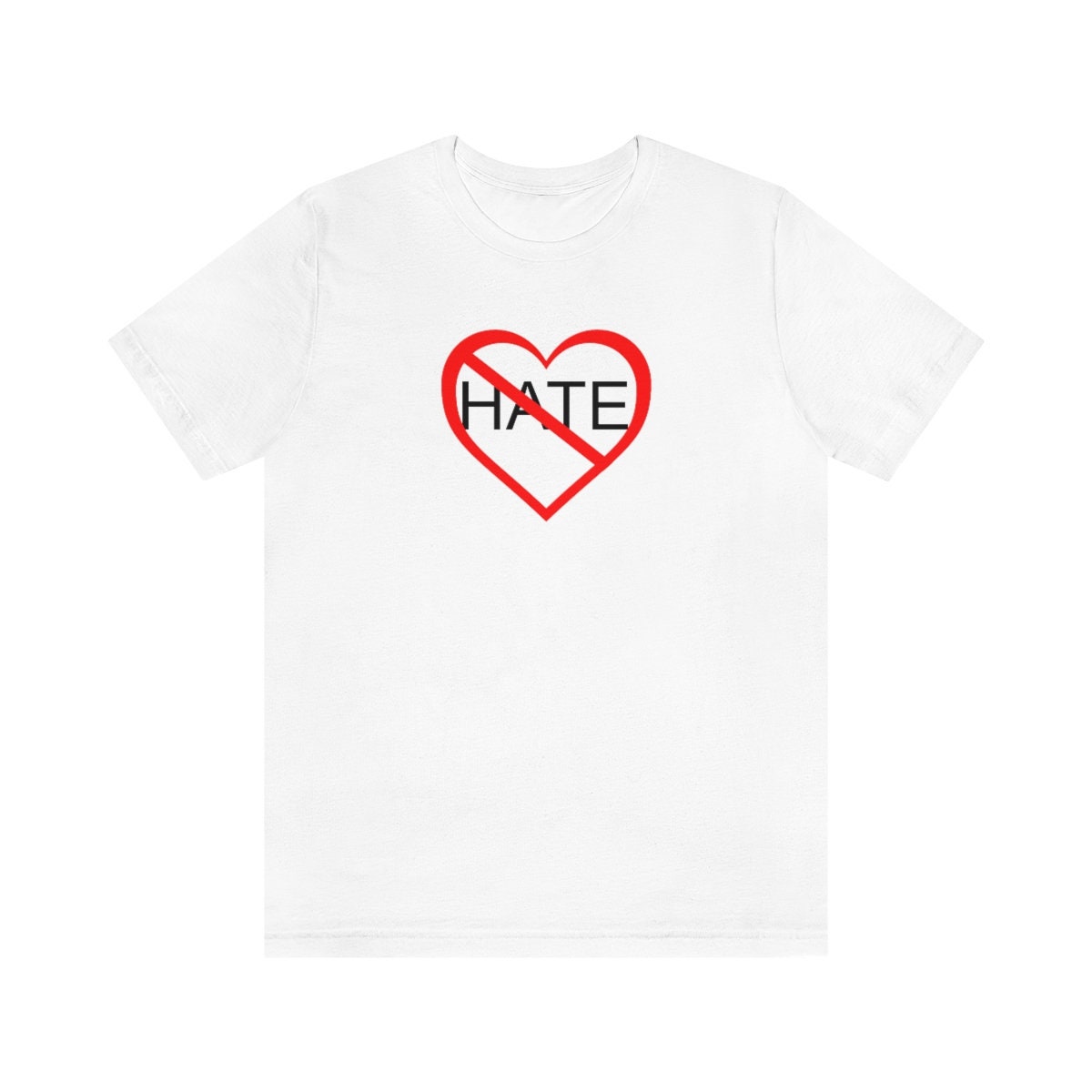 Heart-shaped no Sign Over Hate Black Lettering - Etsy