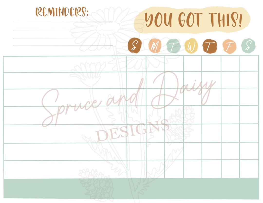 Boho Task Chart Chore Chart Printable - Etsy