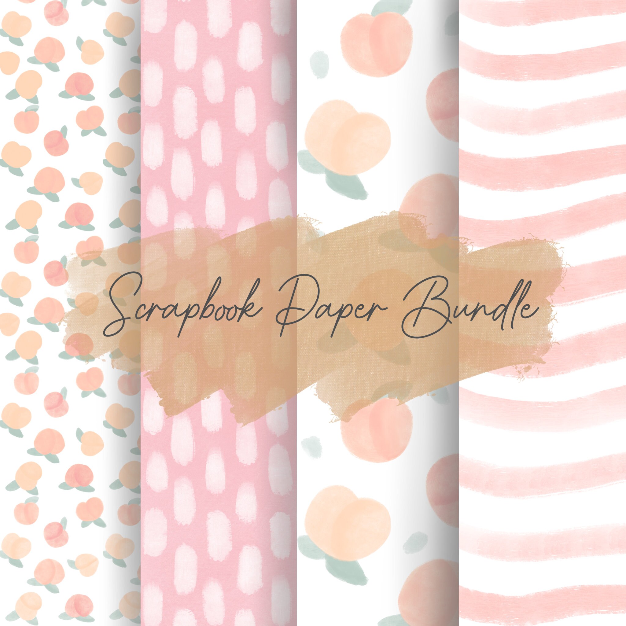 Peachy Keen Scrapbook Paper Digital Backdrops Printable - Etsy