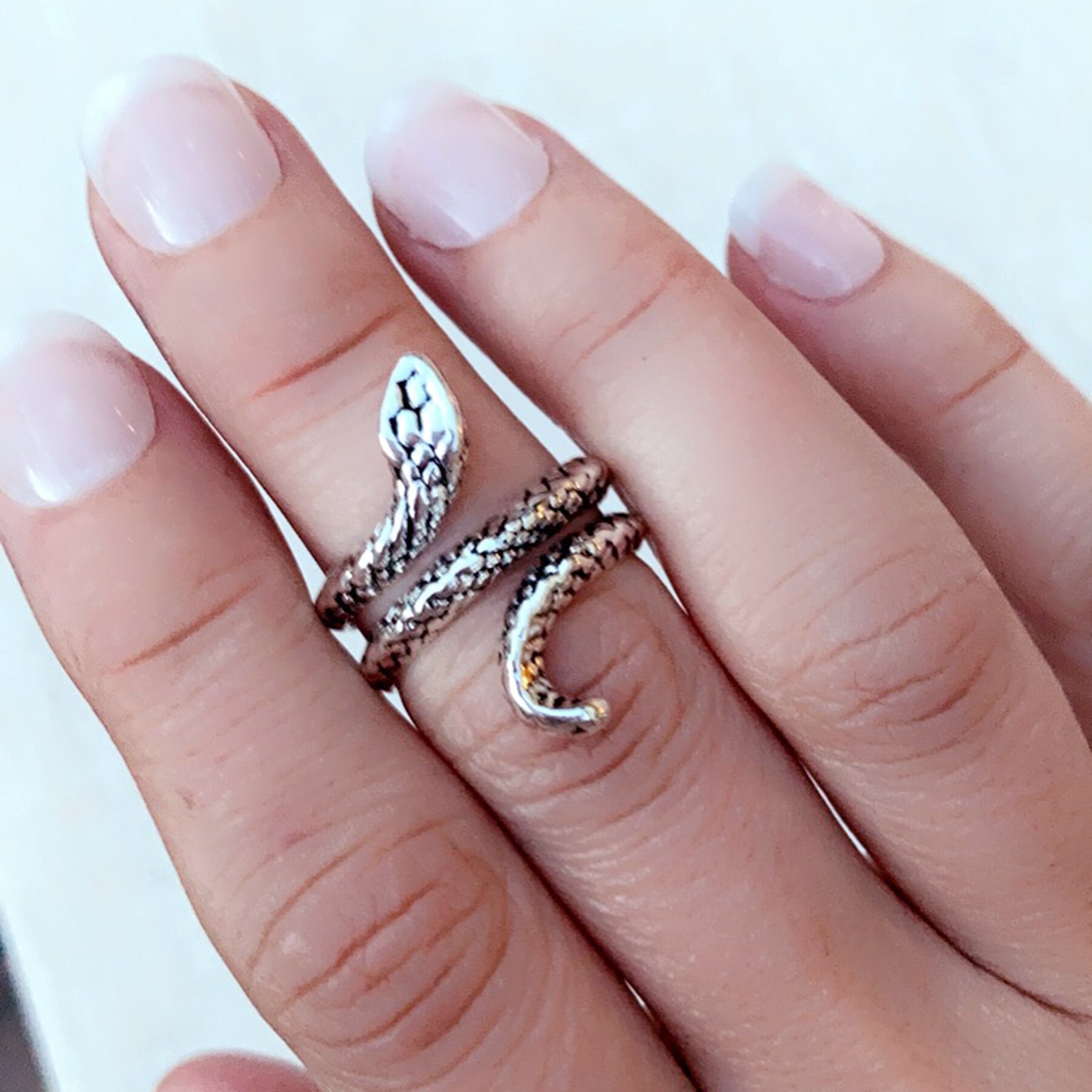 Silver Snake Ring Adjustable Snake Ring with Texture Silver | Etsy