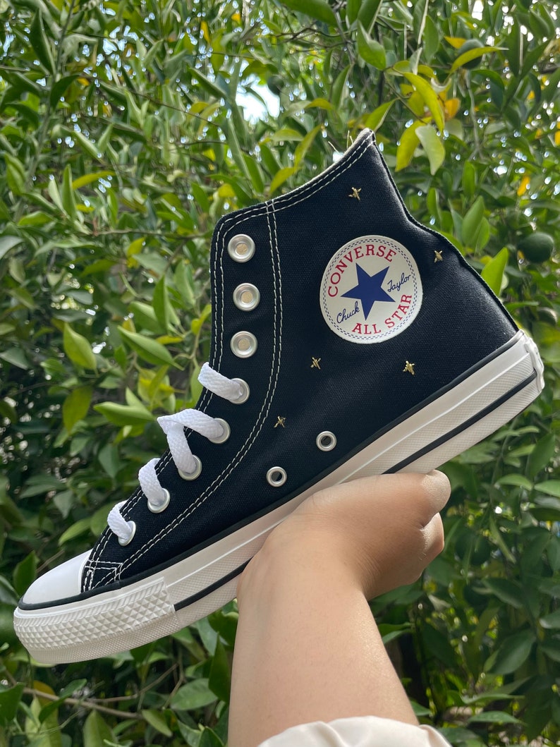 Star and Moon Custom Embroidered Converse Chuck Taylor All - Etsy