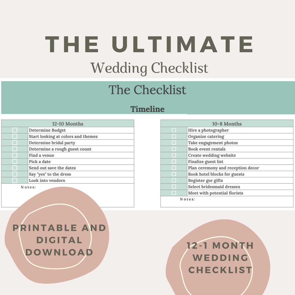 The Ultimate Wedding Checklist - Etsy UK
