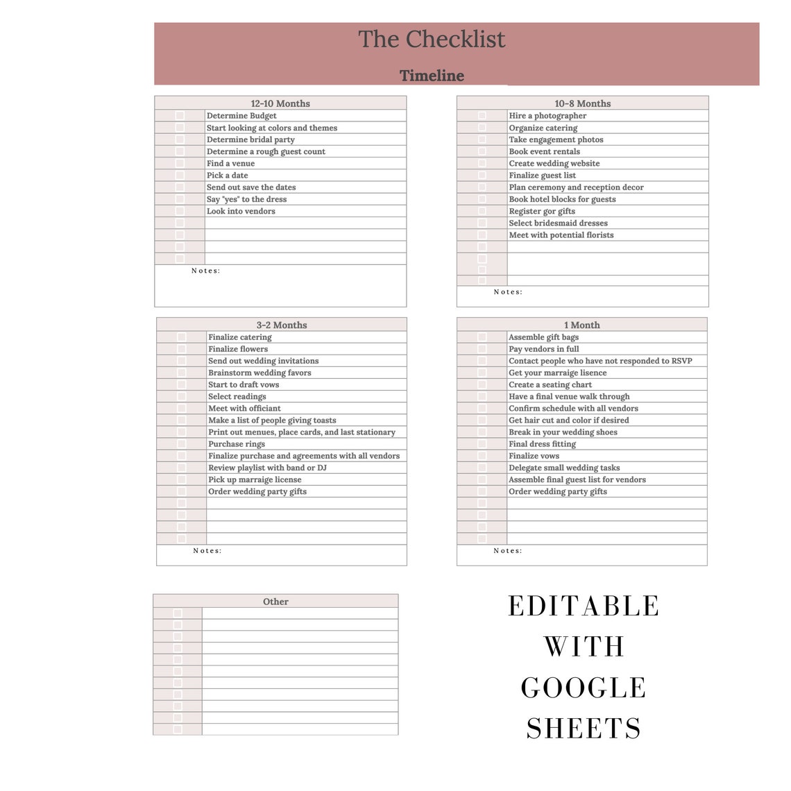 The Ultimate Wedding Checklist Boho - Etsy