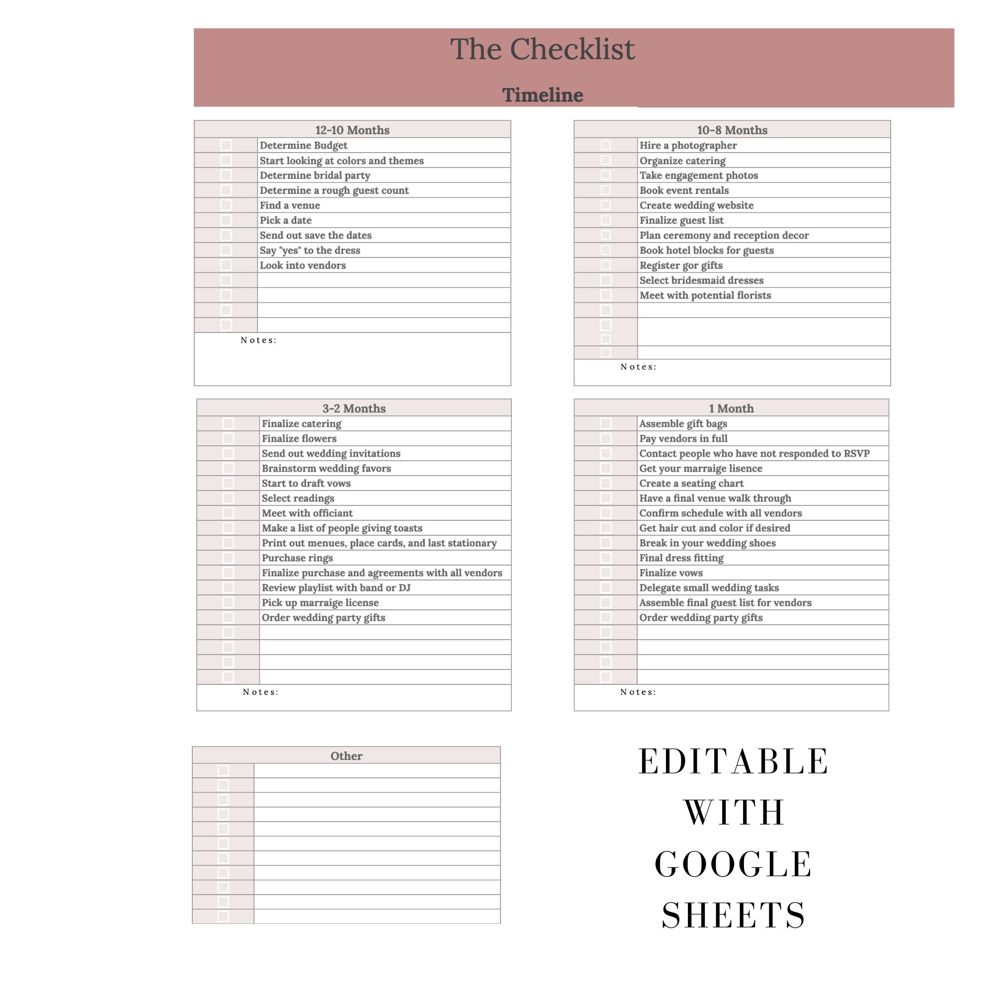 The Ultimate Wedding Checklist Boho - Etsy