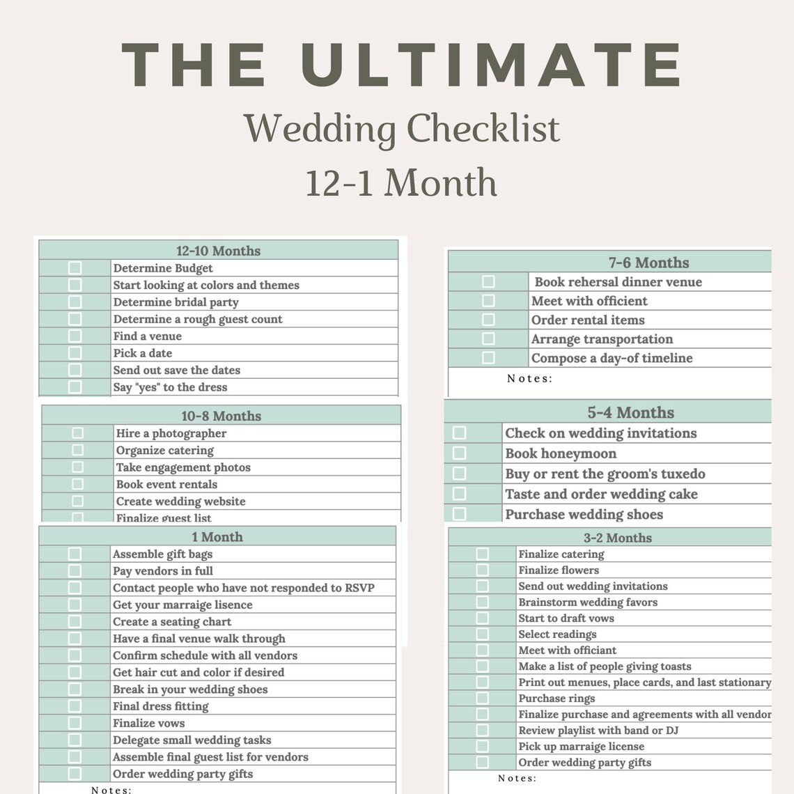 The Ultimate Wedding Checklist - Etsy UK