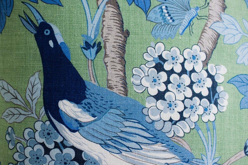 Hydrangea Bird Emerald & Blue Lumbar Pillow Cover 16 × 38 – GP and J Baker Chinoiserie ...