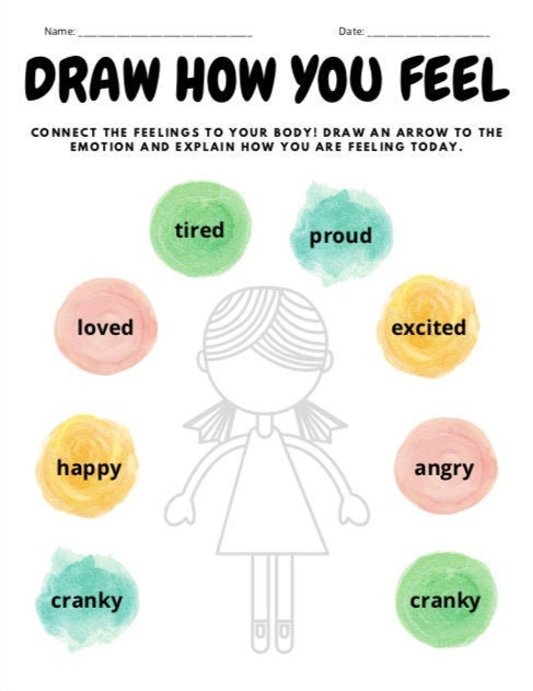 SEL How Do You Feel Worksheet Etsy