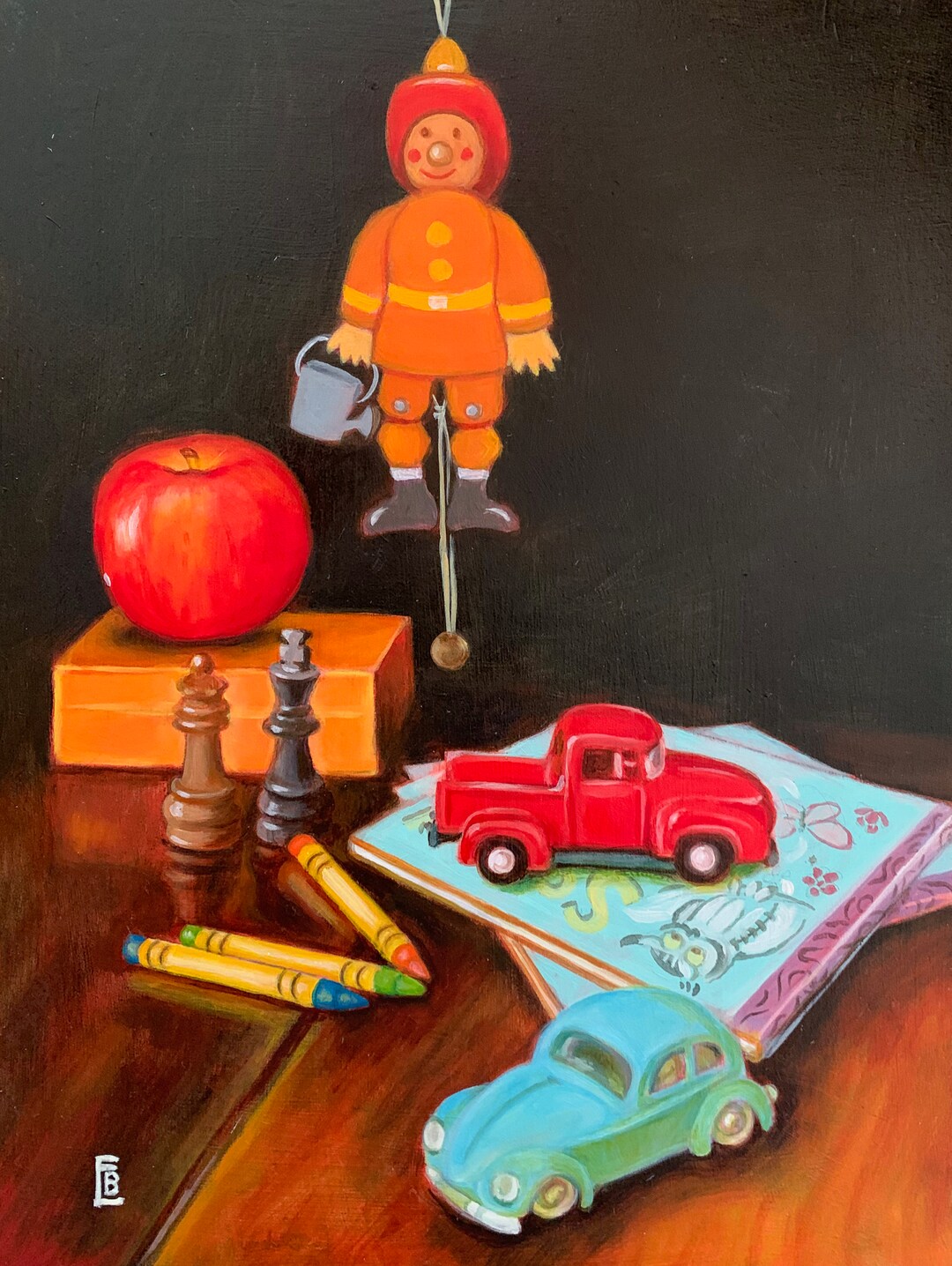 Still Life With Apple and Crayons, Signed Print - Etsy