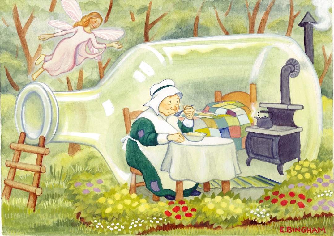 The Old Lady in a Vinegar Bottle, Print - Etsy