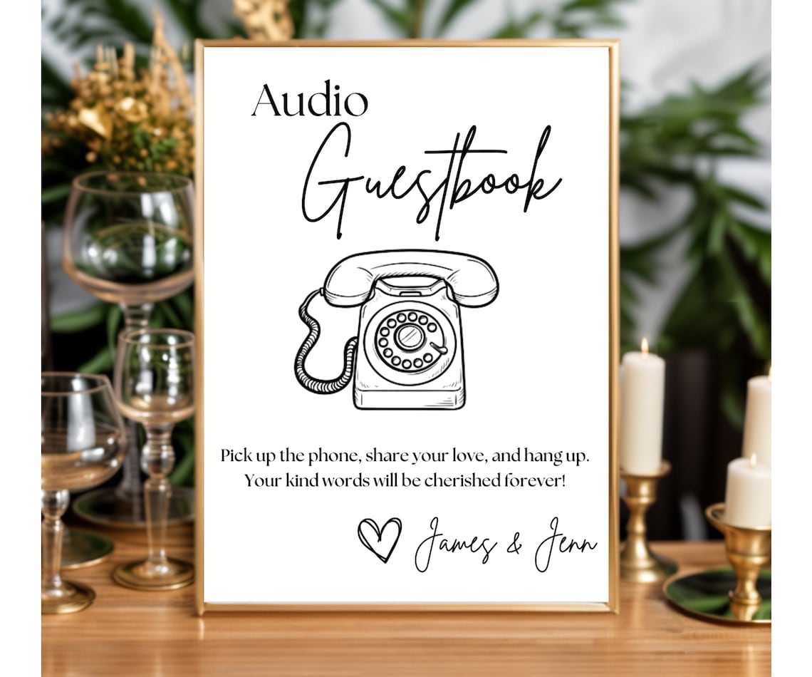 Audio Guest Book Sign Template | Unique Wedding Phone Design (canva ...