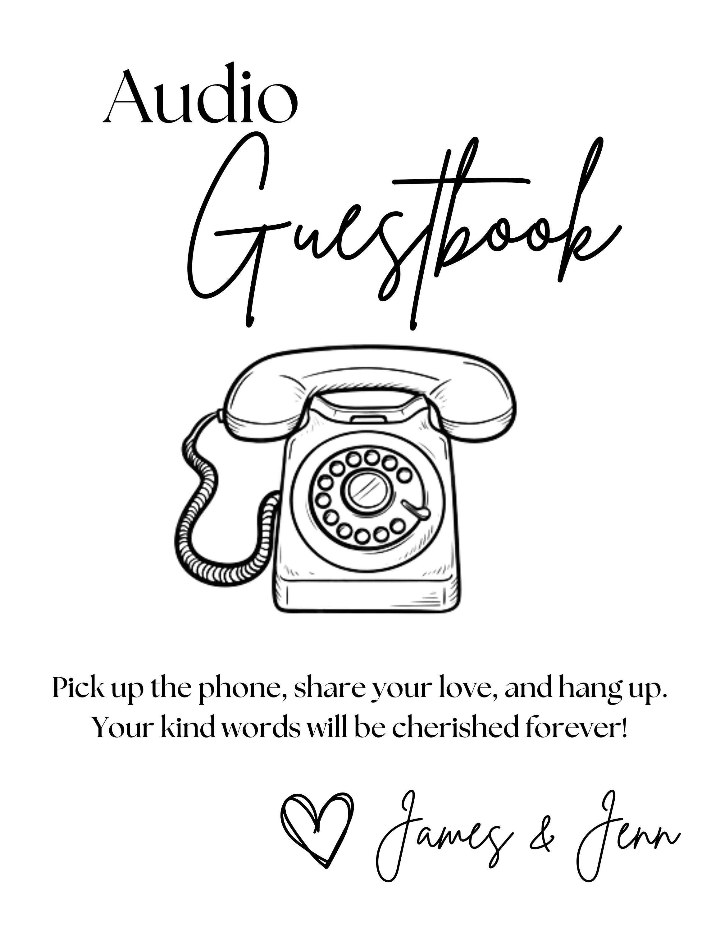 Audio Guest Book Sign Template | Unique Wedding Guest Book | Phone ...