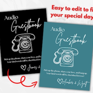 Audio Guest Book Sign Template | Unique Wedding Phone Design (canva ...